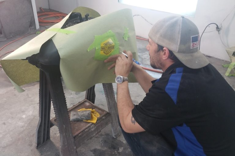Ghost Flame Paint Job on a Harley tank | TD Customs
